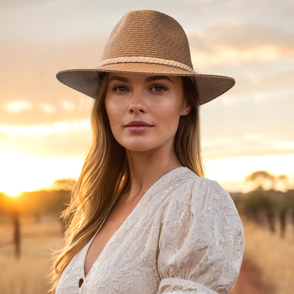 Keely Flexibraid® Fedora - Camel/White – Evoke Headwear