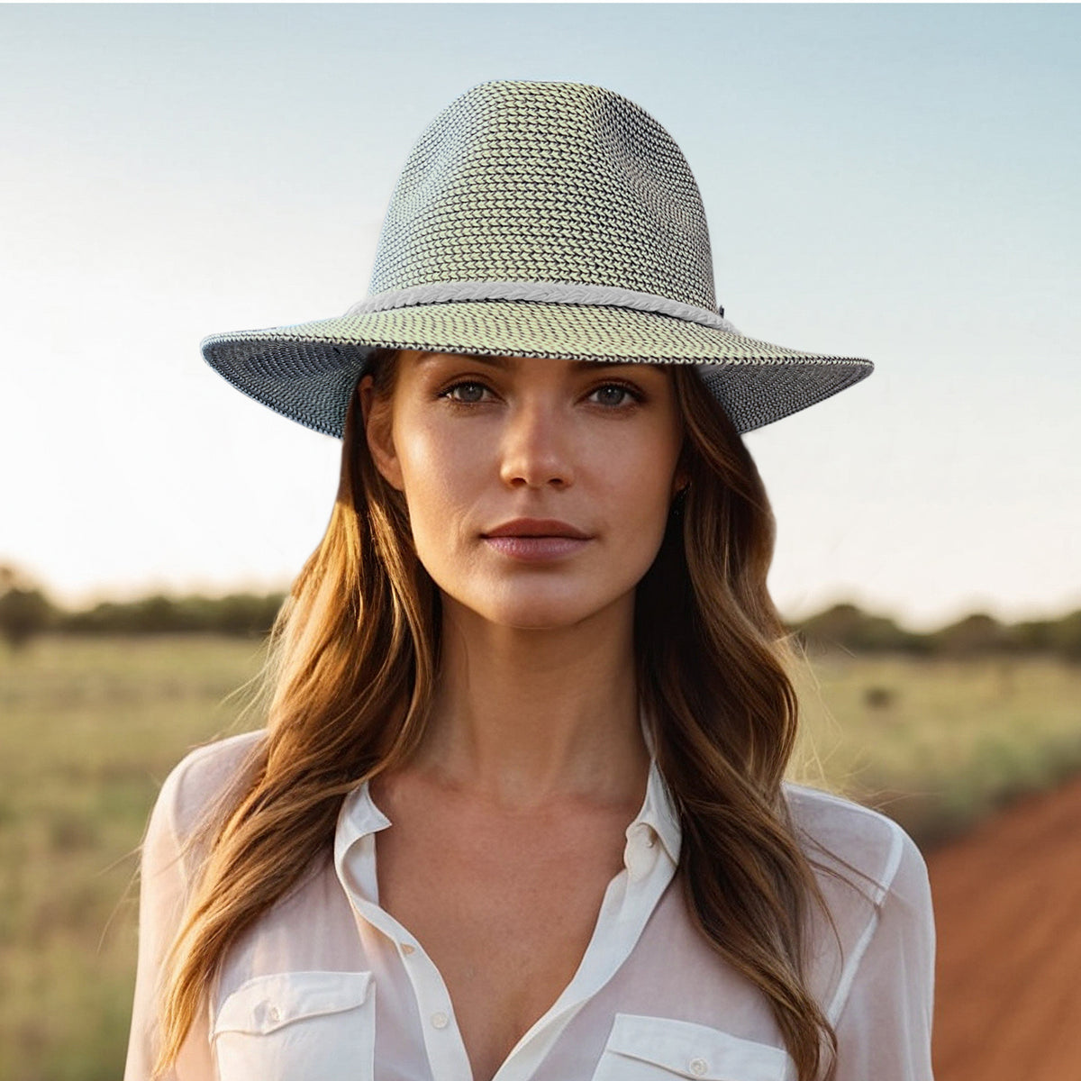 Keely Flexibraid® Fedora - Seafoam/White – Evoke Headwear